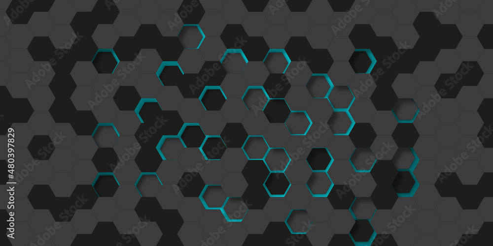 Dark technology hexagonal vector background. Abstract sky bright energy ...