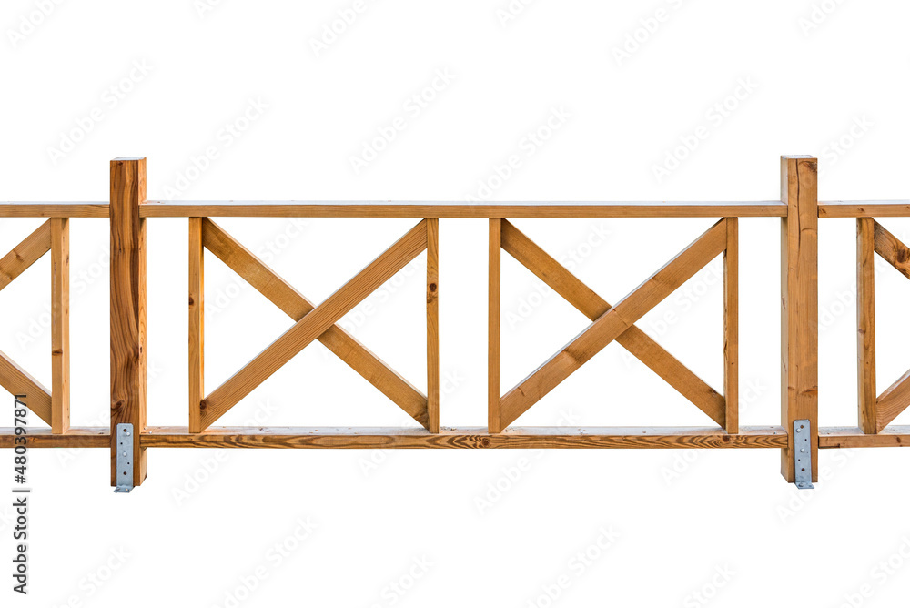 Part of a wooden fence made of horizontal, vertical and diagonal boards ...