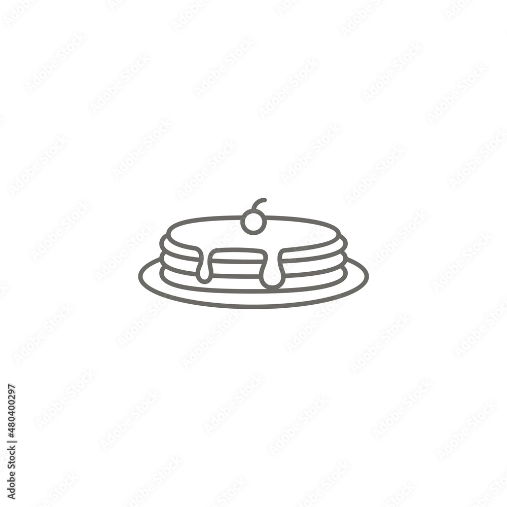 Illustration of Pancake Outline Icon - Fast Food Icon Set Vector ...