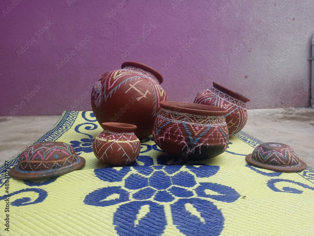 Pot decorated to celebrate Pongal festival Stock Photo | Adobe Stock