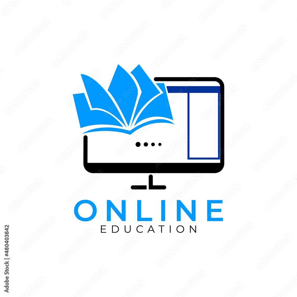 Online Education logo template. Computer book vector illustration Stock ...