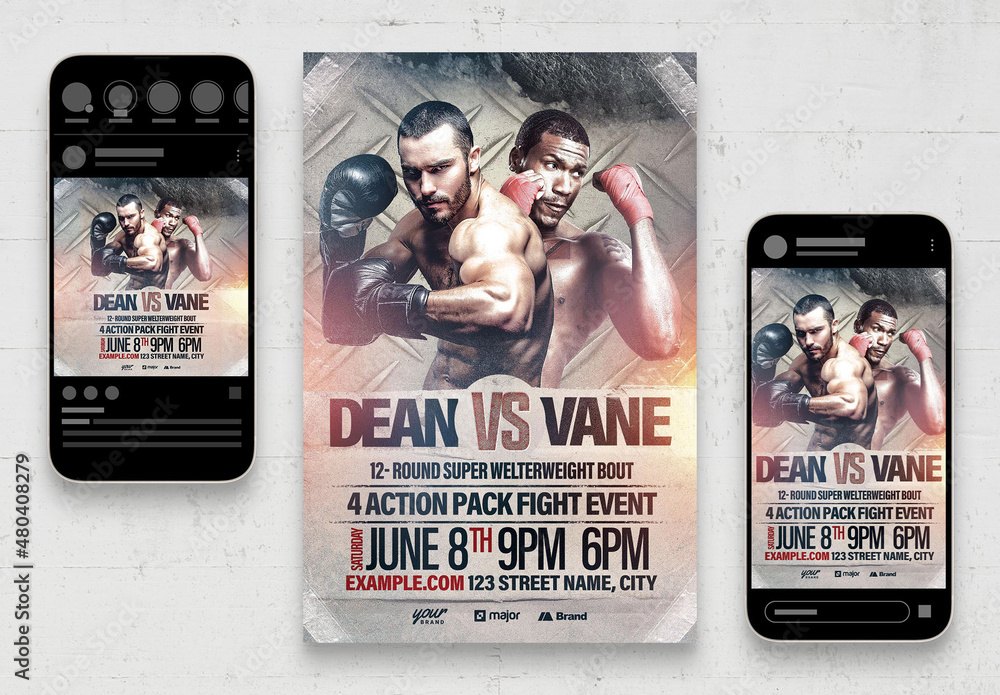 Fight Night Boxing Mma Flyer Poster Stock Template | Adobe Stock