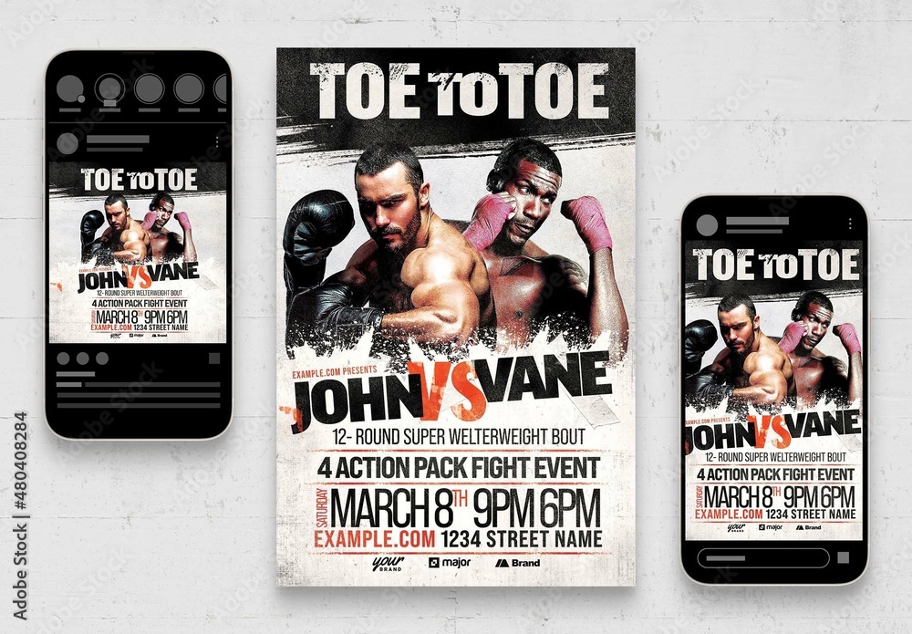 Boxing Mma Fight Night Flyer Stock Template | Adobe Stock