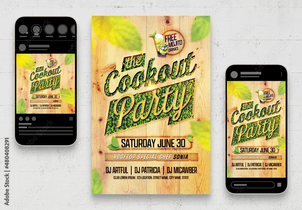 Cookout Potluck Bbq Flyer Stock Template | Adobe Stock