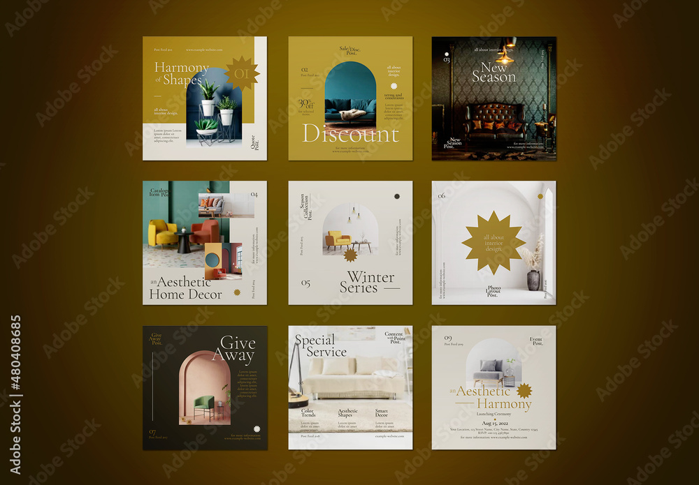 Interior Design Social Media Post Stock Template | Adobe Stock