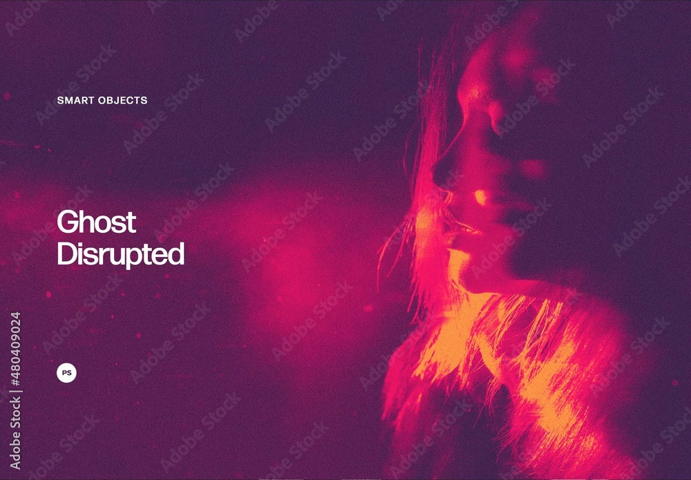 Ghost Disrupted Glitch Photo Effect Mockup Stock Template | Adobe Stock