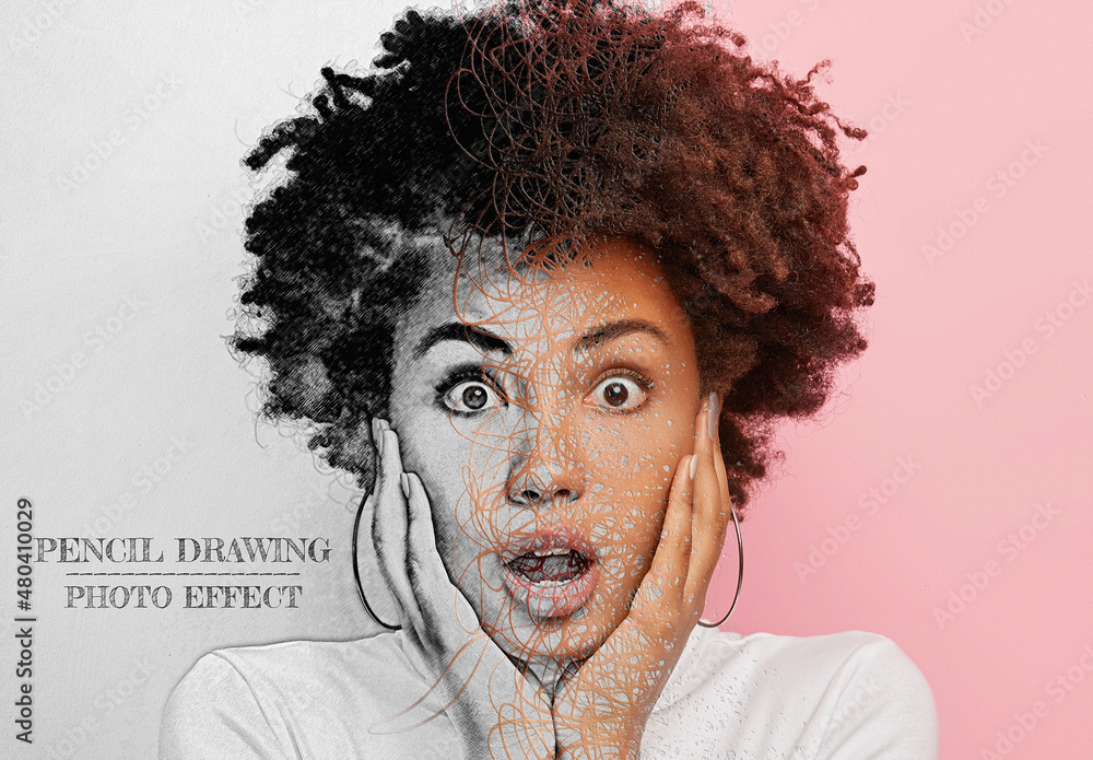 Pencil Drawing Photo Effect Mockup Stock Template | Adobe Stock