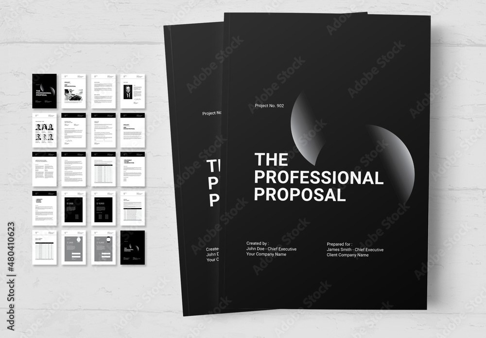 Black Business Proposal Layout Stock Template | Adobe Stock