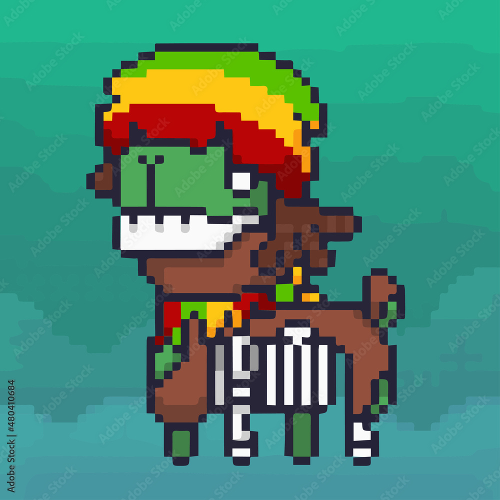 Alpacadabra zombie alpaca pixel art NFT. 8 bit undead animal wearing ...
