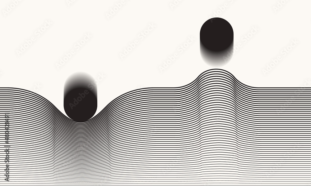 Abstract art line design. Mass gravity concept. Up and down move ...