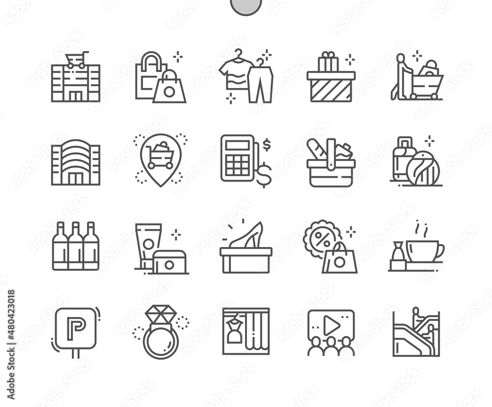 Shopping mall. Clothes shop. Buying foodstuffs. Discounted goods ...