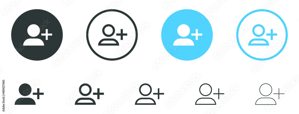 Add new user icon vector male person profile avatar with plus symbol ...