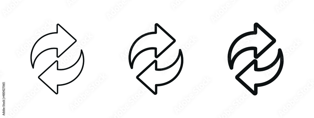 refresh icon with two arrow spin recycle symbol, reload update icons or ...
