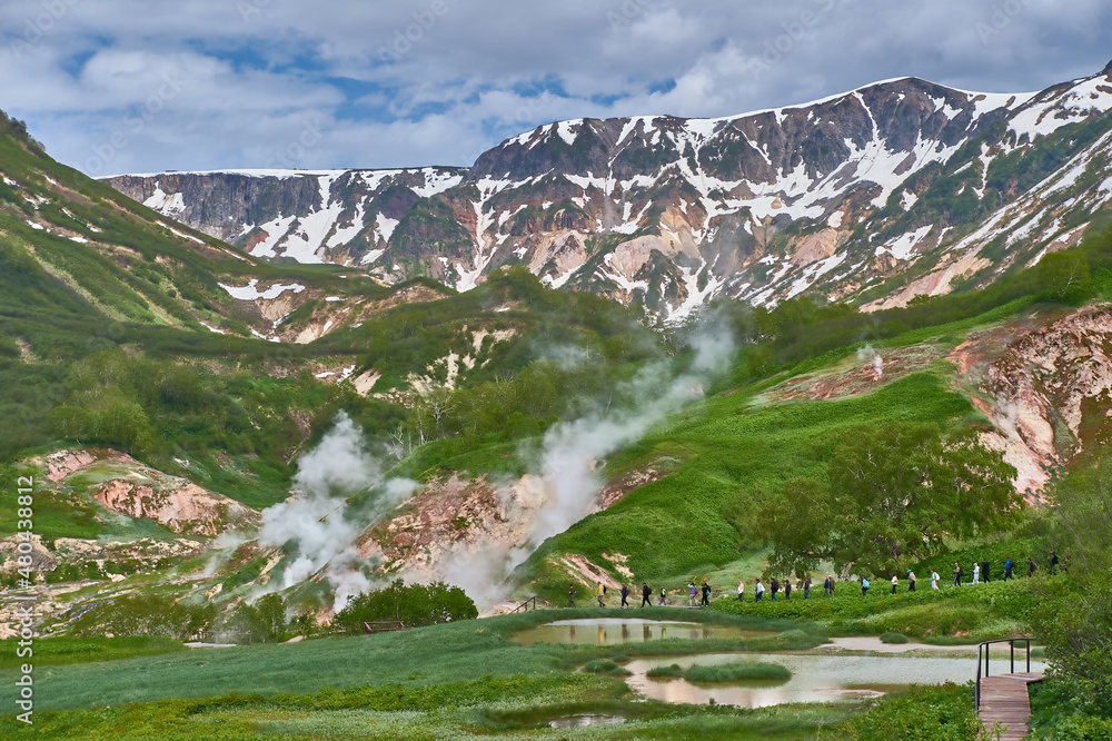 Kamchatka, Russia. Valley of Geysers. Tourist land of volcanoes and ...
