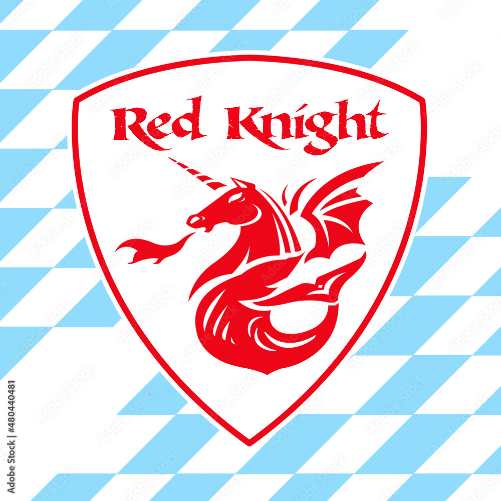 Stylized vector sign of a red chess knight that can serve as a symbol ...