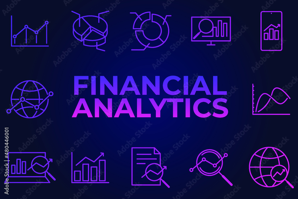 Set of Financial Analytic icon. Financial Analytic pack symbol template ...