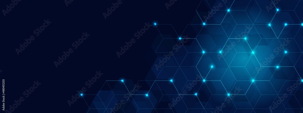 Abstract background technology. Design of a poster with honeycombs ...