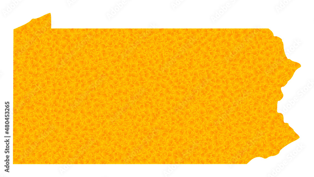 Vector Golden map of Pennsylvania State. Map of Pennsylvania State is ...