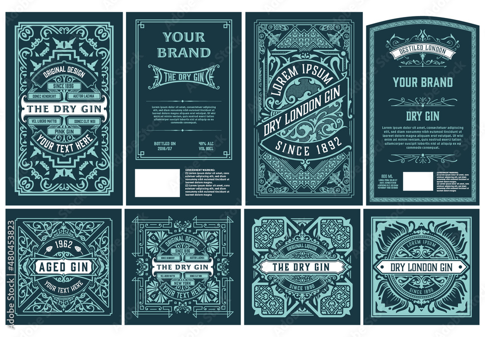 Set of 8 Vintage Labels for Packing Stock Template | Adobe Stock