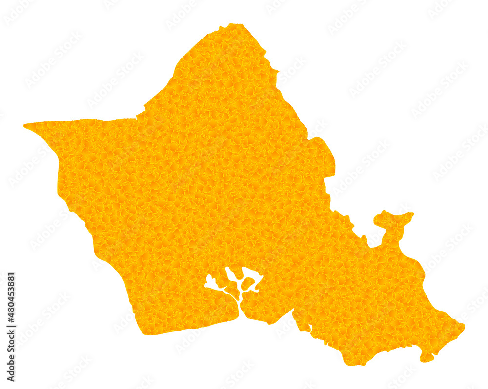 Vecteur Stock Vector Gold map of Oahu Island. Map of Oahu Island is ...