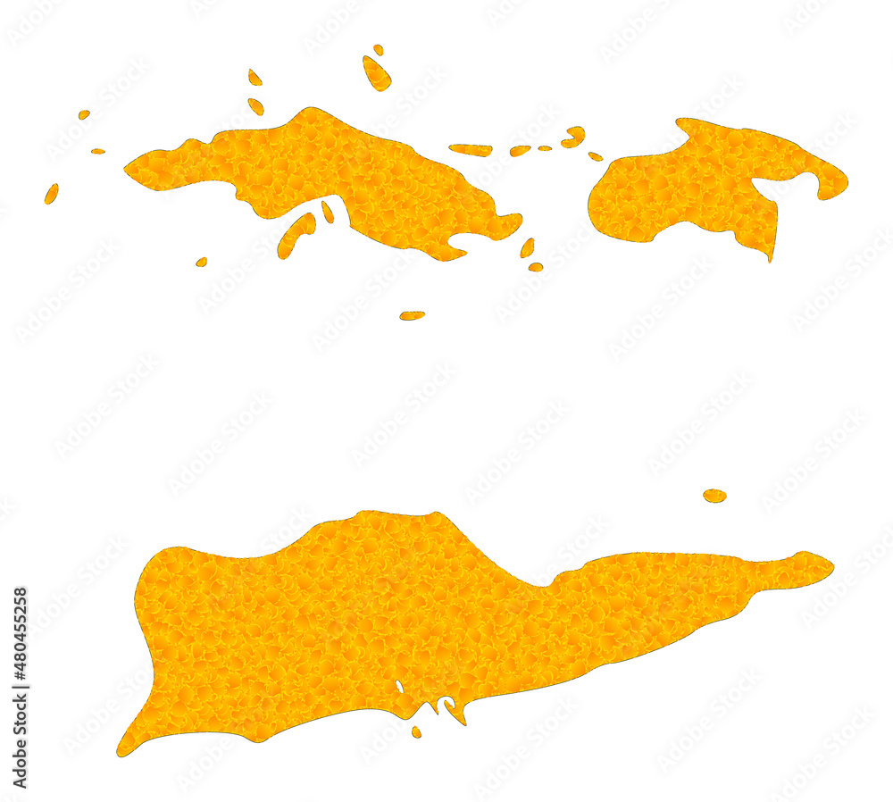 Vector Golden map of American Virgin Islands. Map of American Virgin ...