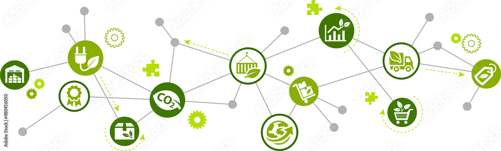 green / sustainable supply chain management vector illustration ...