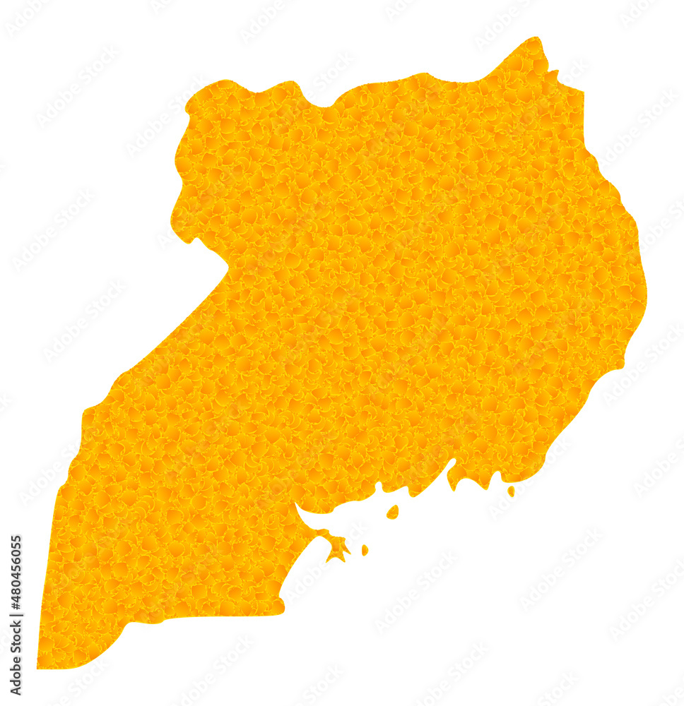 Vector Golden map of Uganda. Map of Uganda is isolated on a white ...