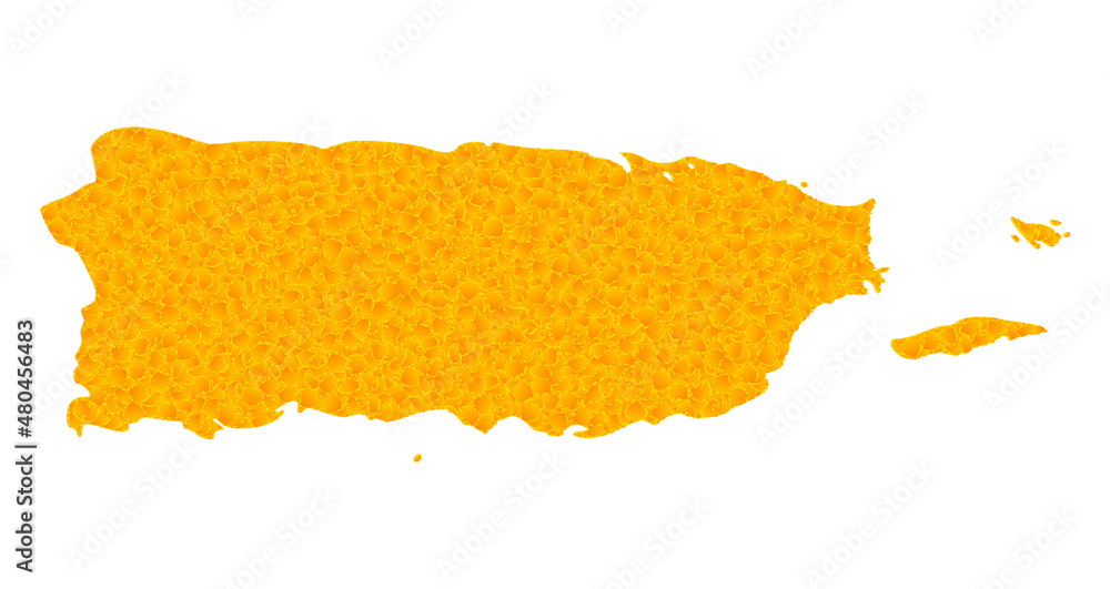 Vector Gold map of Puerto Rico. Map of Puerto Rico is isolated on a ...