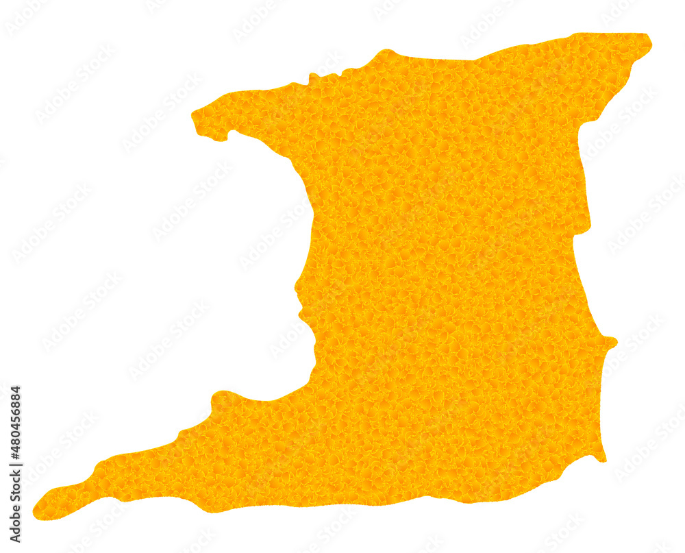 Vector Golden map of Trinidad Island. Map of Trinidad Island is ...