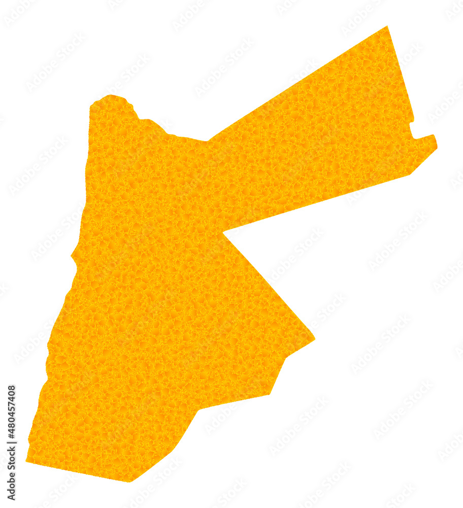 Vector Golden map of Jordan. Map of Jordan is isolated on a white ...