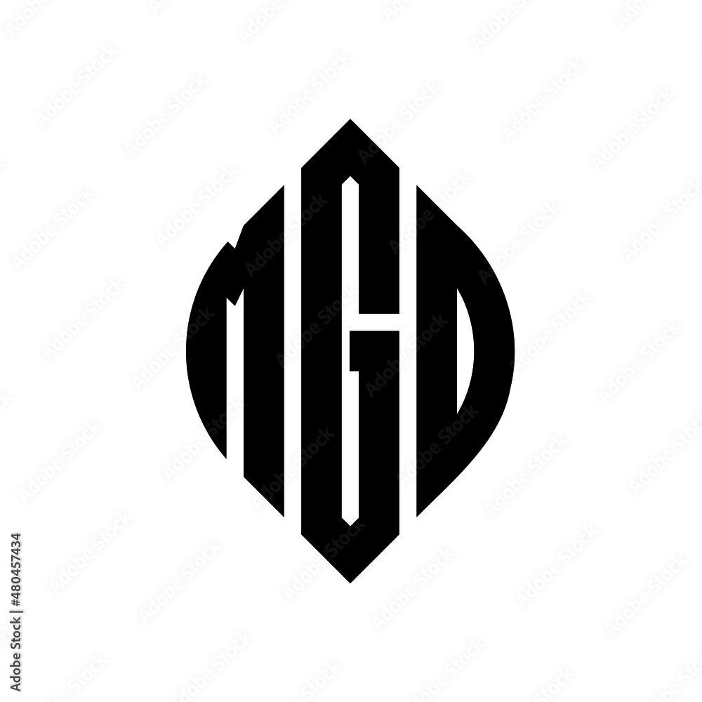 Vetor de MGO circle letter logo design with circle and ellipse shape ...