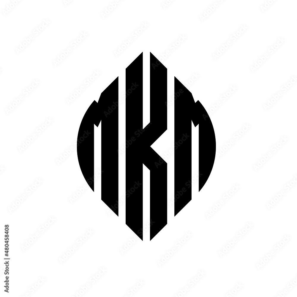 MKM circle letter logo design with circle and ellipse shape. MKM ...