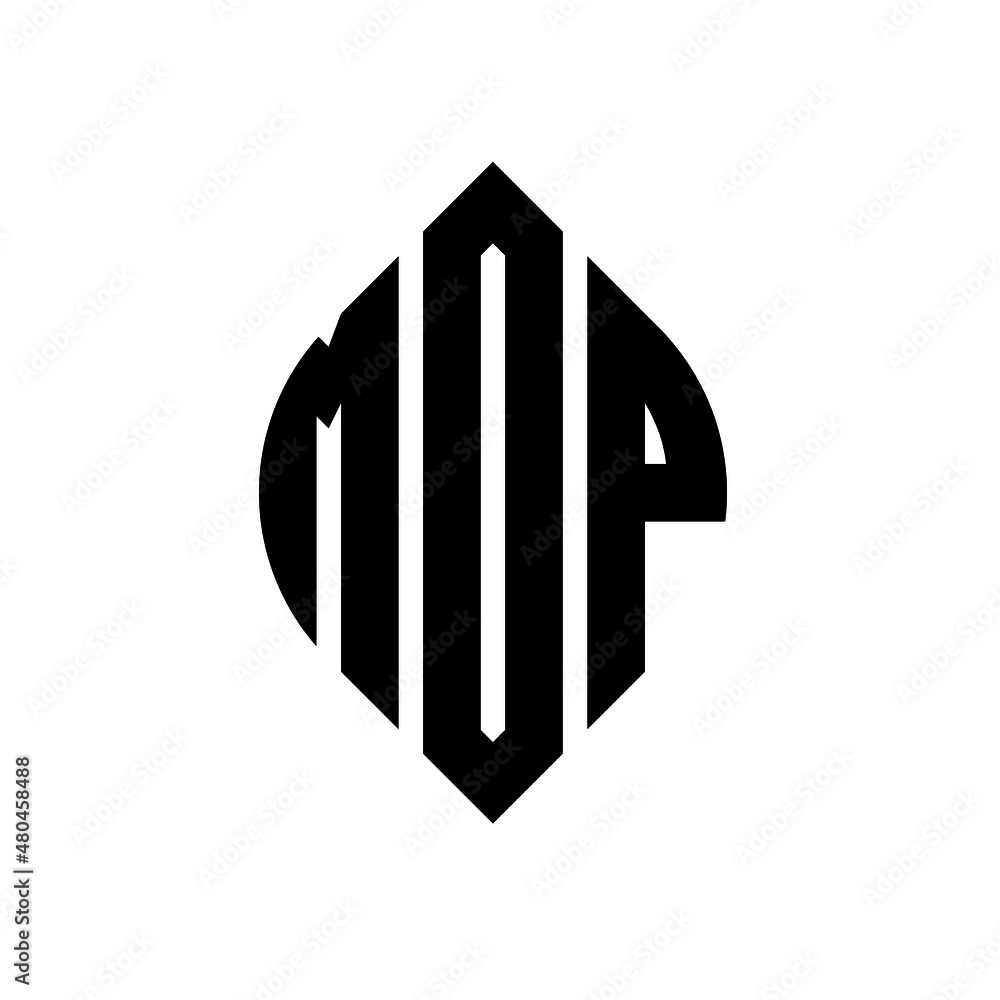MOP circle letter logo design with circle and ellipse shape. MOP ...