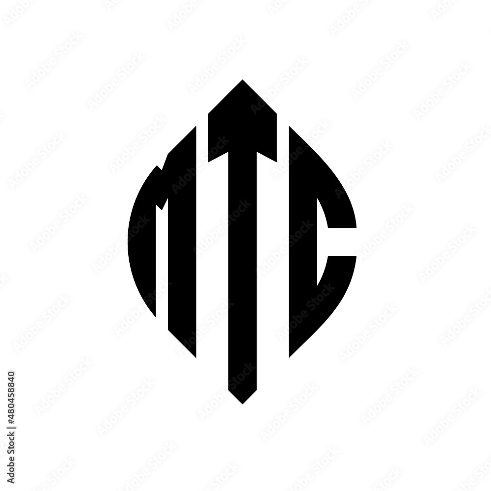 MTC circle letter logo design with circle and ellipse shape. MTC ...