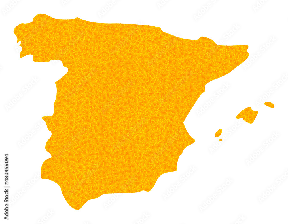 Vector Gold map of Spain. Map of Spain is isolated on a white ...