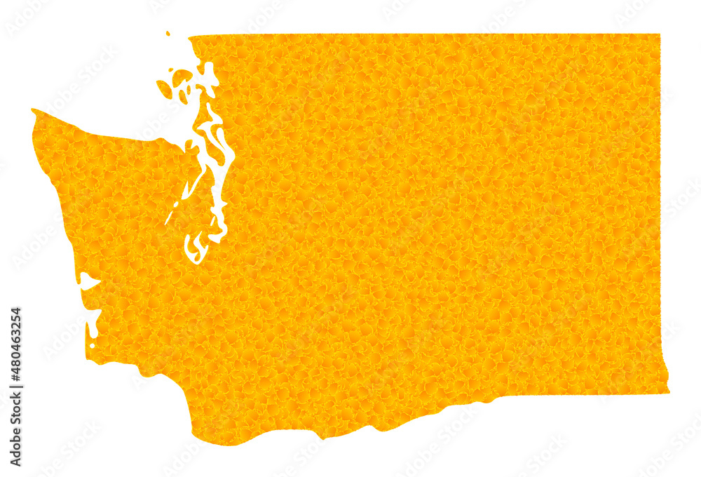 Vector Golden map of Washington State. Map of Washington State is ...