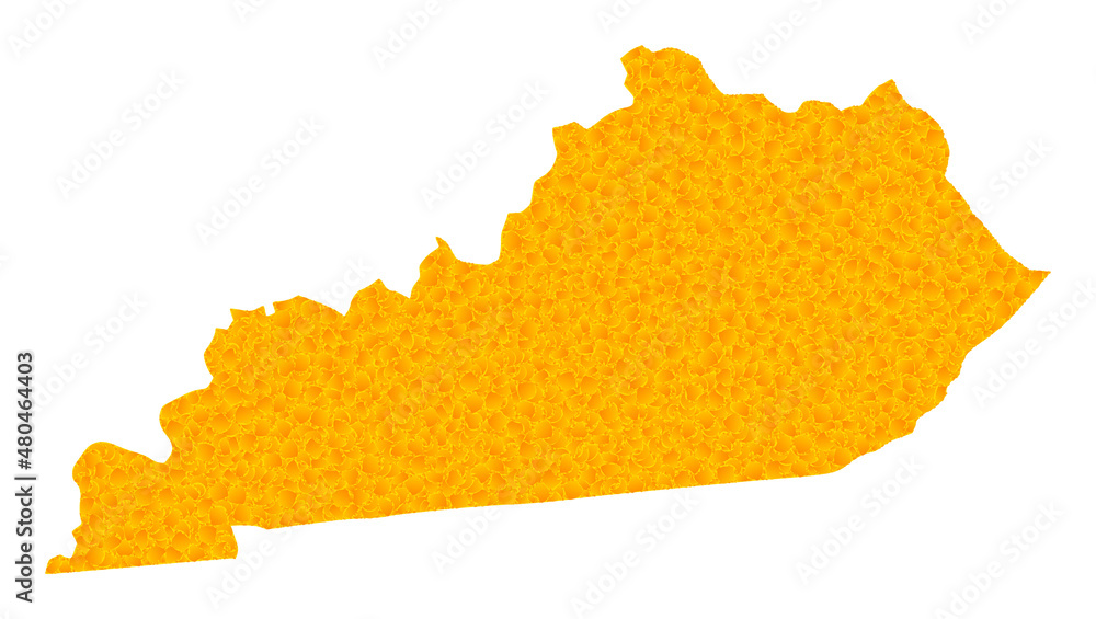 Vector Gold map of Kentucky State. Map of Kentucky State is isolated on ...