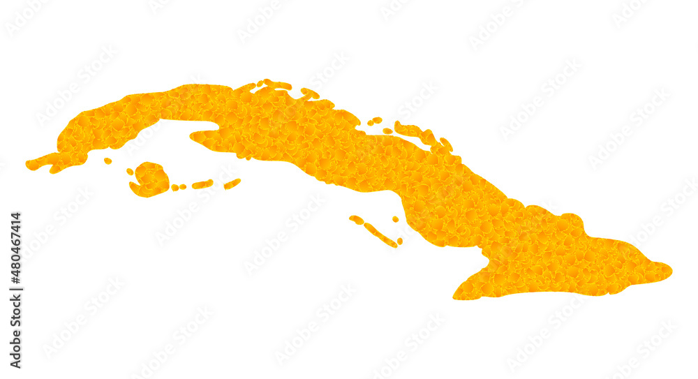 Vector Gold map of Cuba. Map of Cuba is isolated on a white background ...