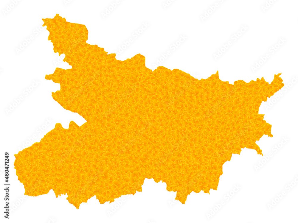 Vector Gold map of Bihar State. Map of Bihar State is isolated on a ...
