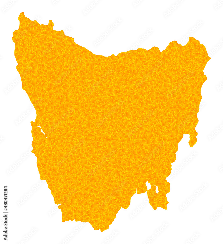 Vector Gold map of Tasmania Island. Map of Tasmania Island is isolated ...