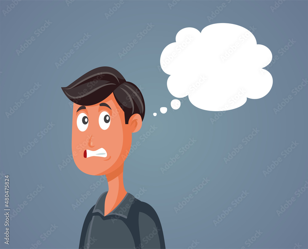 Poster Insecure Man Thinking Vector Cartoon Illustration – Wall Art ...