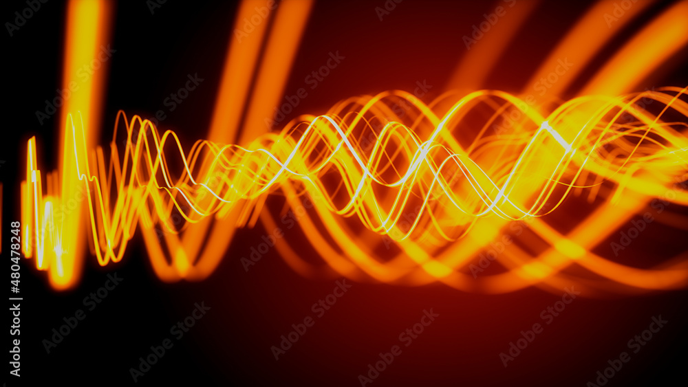Sound Wave and Audio Technology Concept. Orange, Futuristic Digital ...