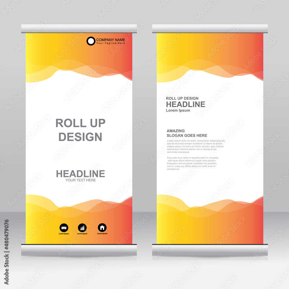 Roll up banner stand template design. Vertical banner template ...