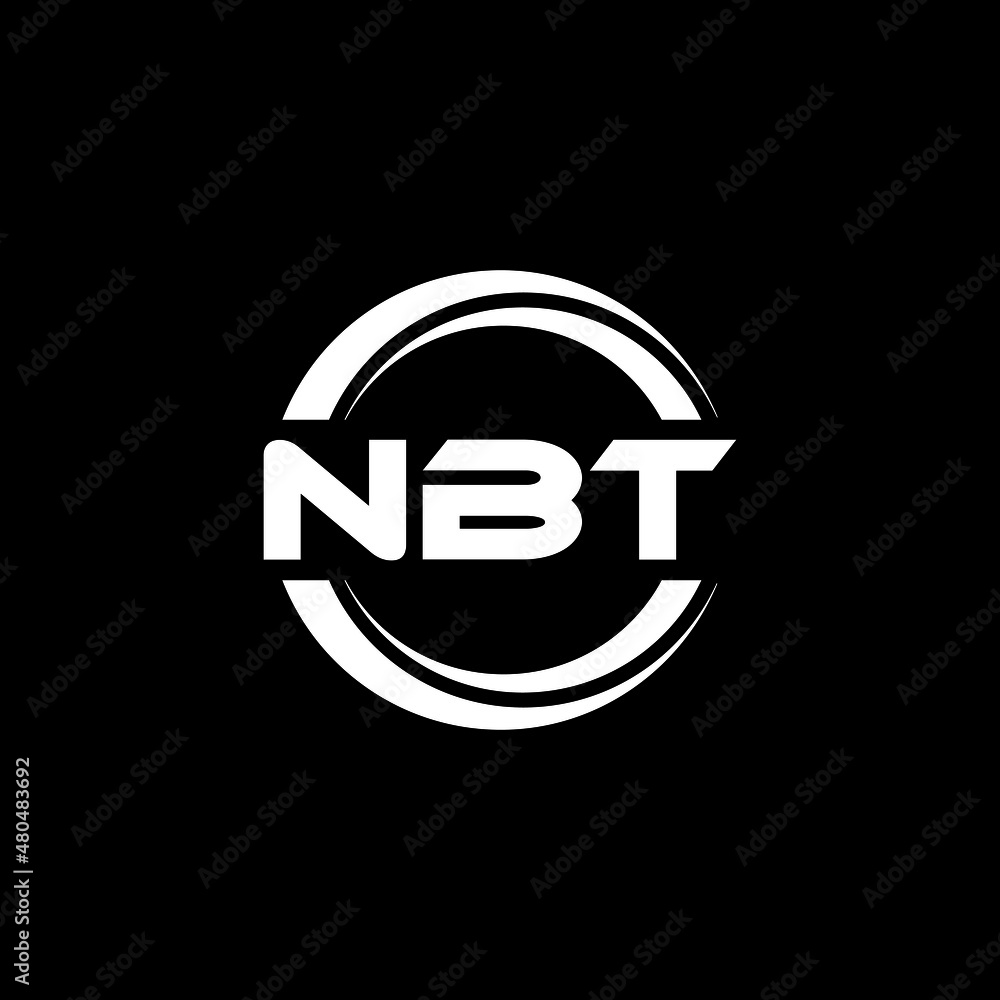 NBT letter logo design with black background in illustrator, vector ...