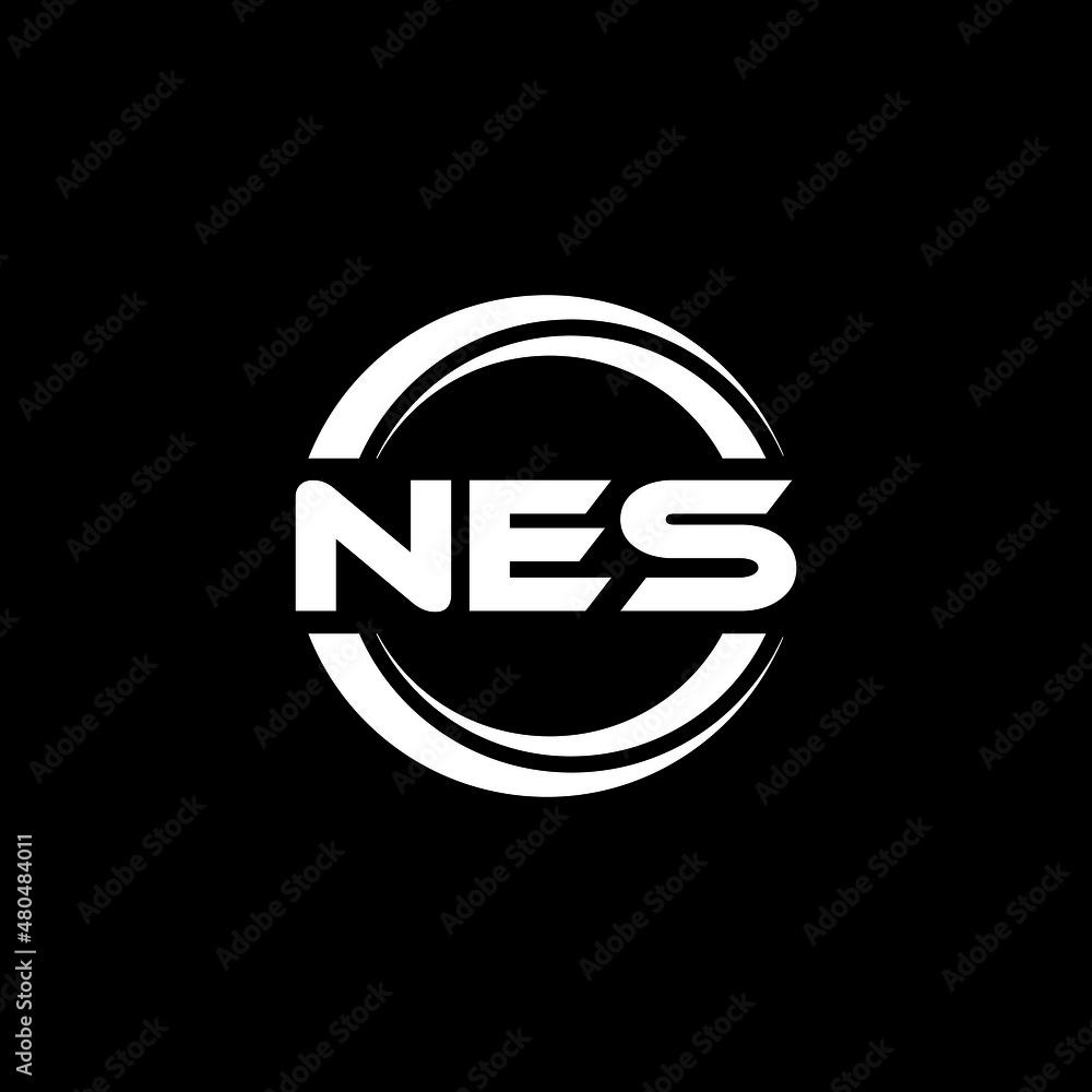 NES letter logo design with black background in illustrator, vector ...