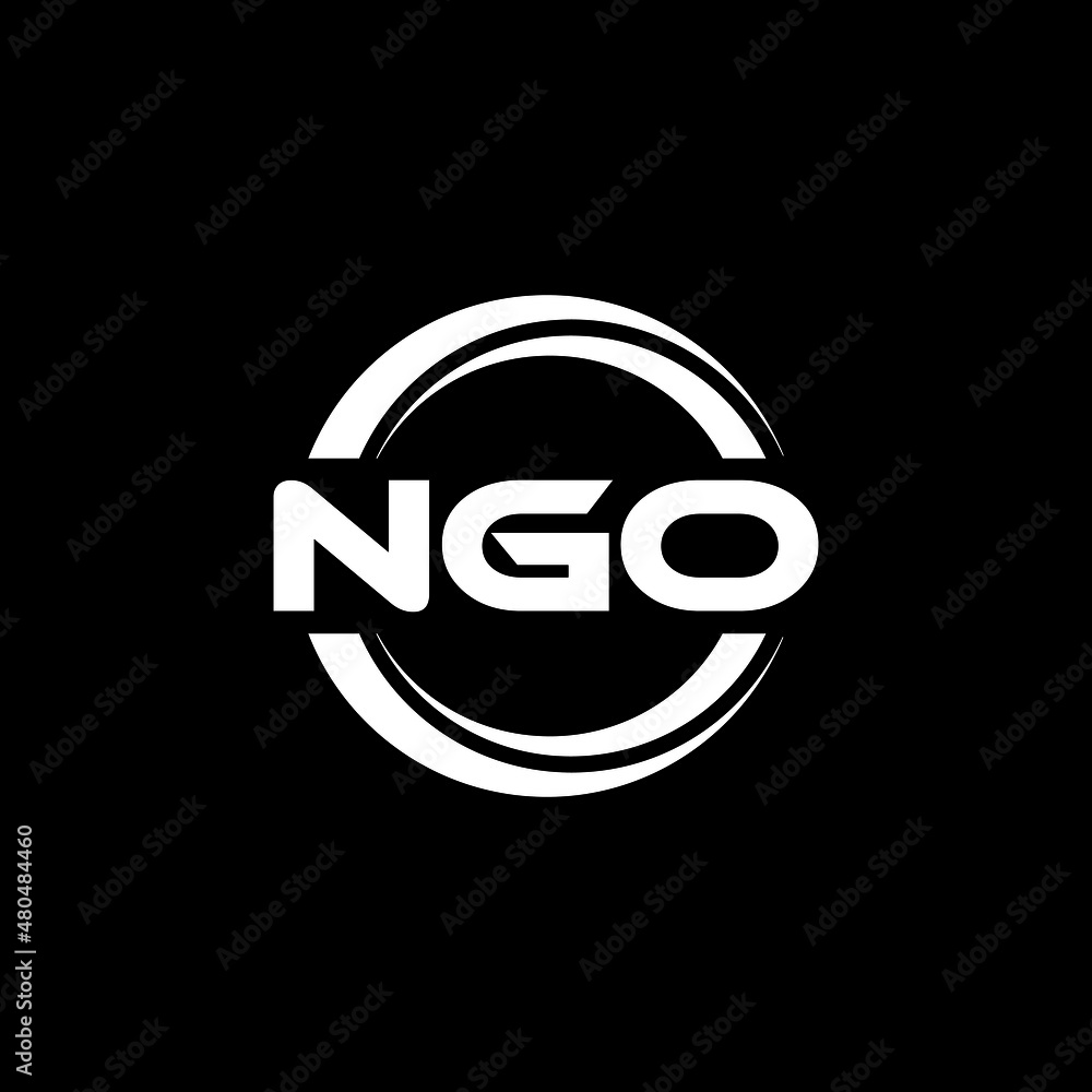 NGO letter logo design with black background in illustrator, vector ...