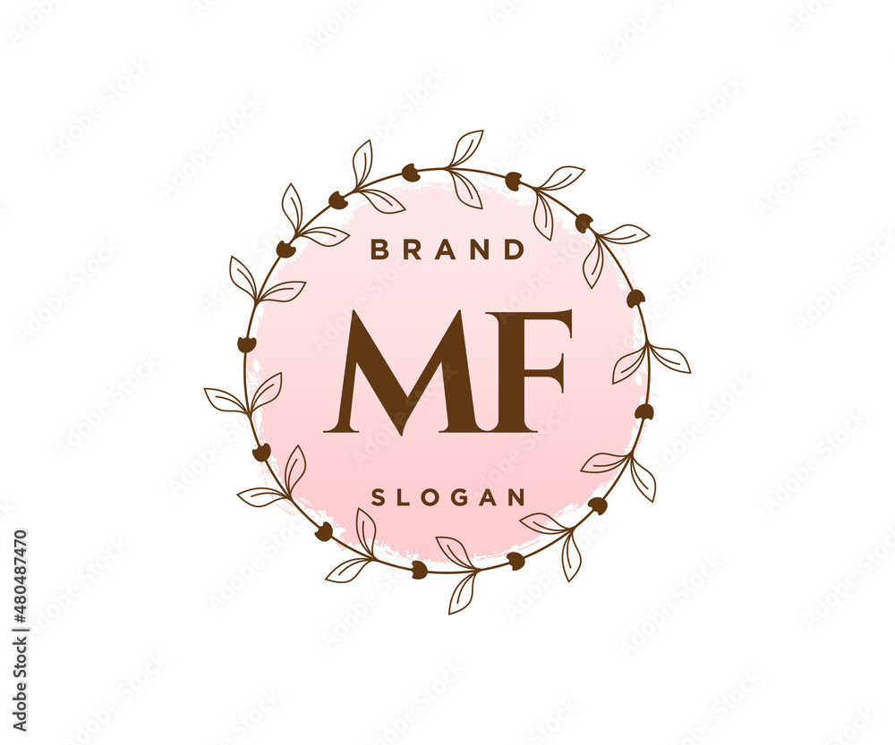 Initial MF feminine logo. Usable for Nature, Salon, Spa, Cosmetic and ...