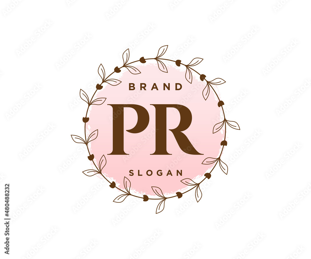 Initial PR feminine logo. Usable for Nature, Salon, Spa, Cosmetic and ...