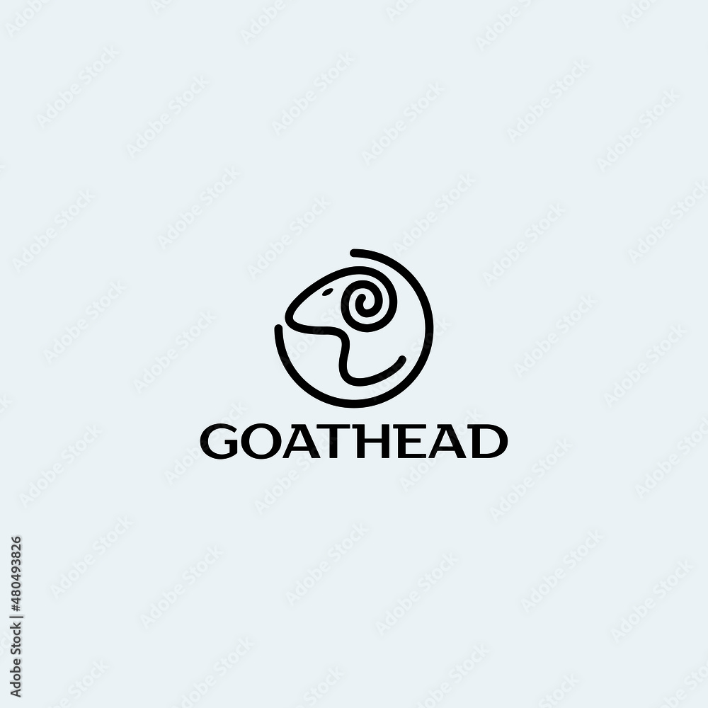 goat head logo with line vector graphic Stock Vector | Adobe Stock