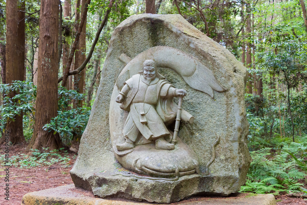 Kashima, Japan - May 15 2019 - Takemikazuchi Monument at Kashima Shrine ...